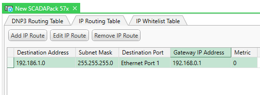 SCADAPack x70 Driver Guide - Add and Configure the Entries in an IP Routing Table (Configure ...